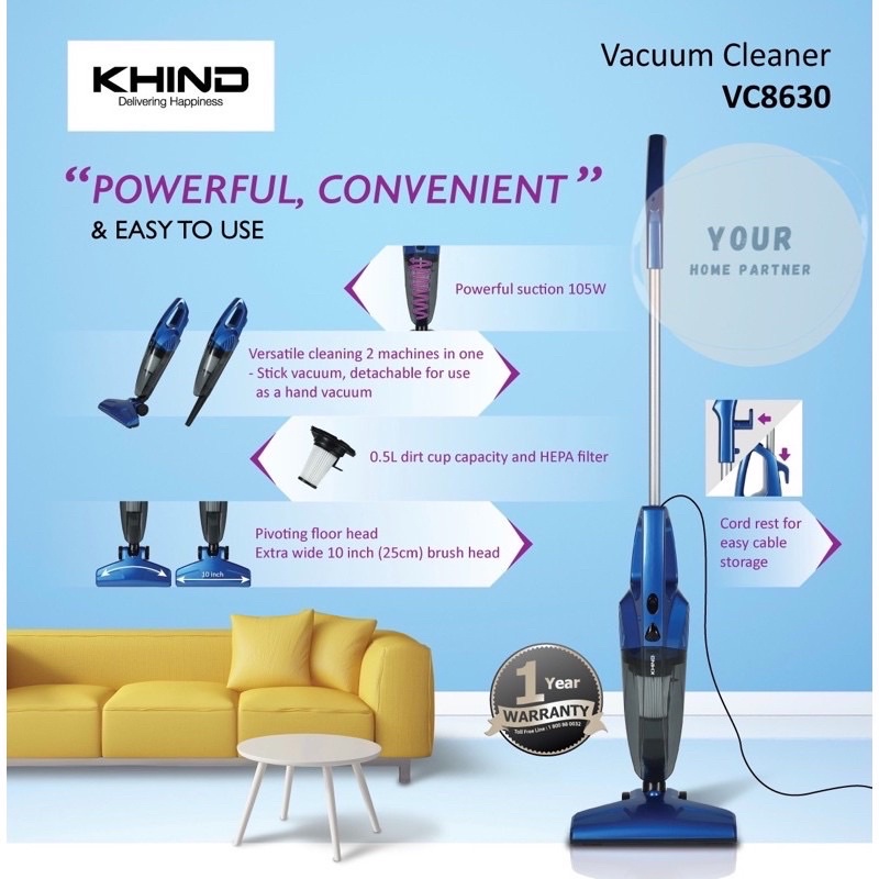 Khind Stick Vacuum With Wire VC8630 / VC66B / VC500 | Shopee Malaysia