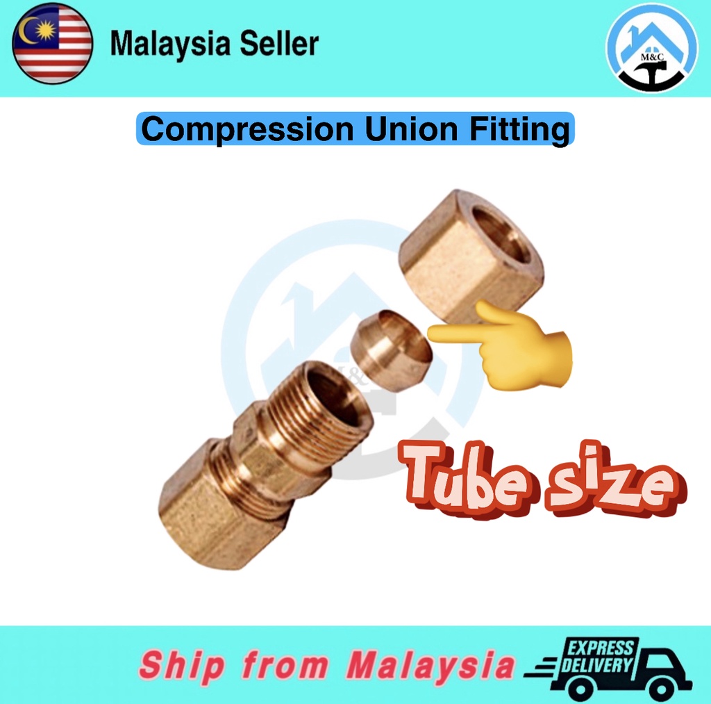 [ Inch ] Compression Double union Join Brass Pipe Fitting Copper Pipe ...