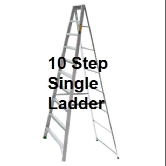 [HIGH DUTY] 10 steps aluminium single sided ladder / tangga 10 step ...