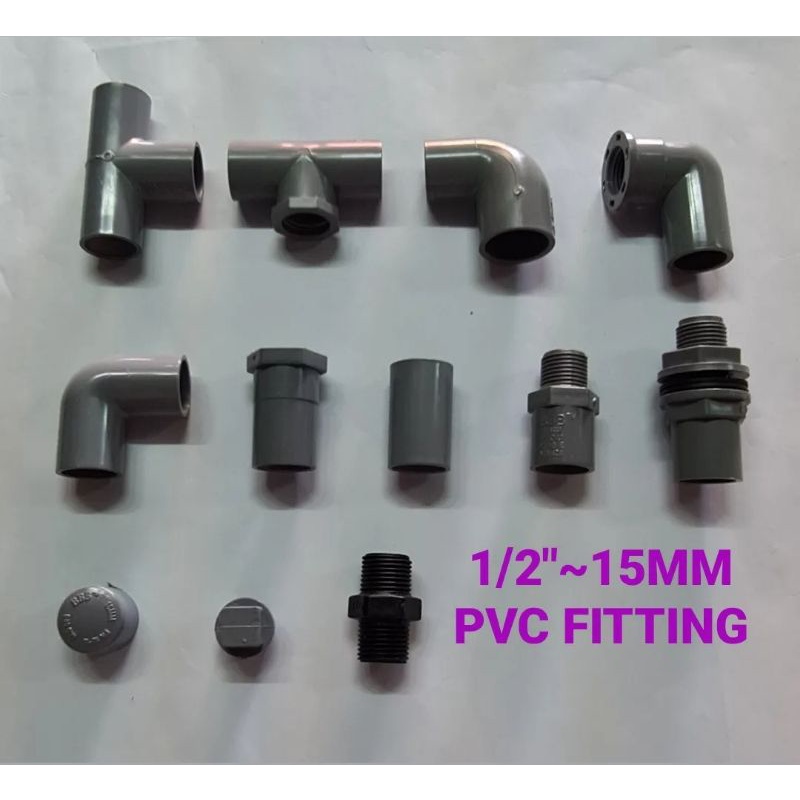 1/2"~15MM PVC FITTING/PVC CONNECTOR/PVC FITTING PIPE KELABU | Shopee ...