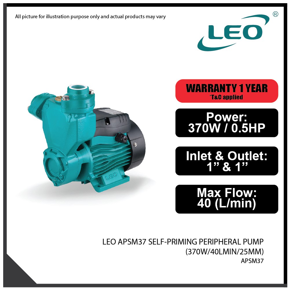 LEO APSM37 SELF-PRIMING PERIPHERAL PUMP (370W/40LMIN/25MM) | Shopee ...