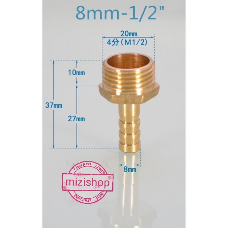 Brass Pipe Fitting 8mm Hose Out Thread Barb 1/2" BSP | Shopee Malaysia
