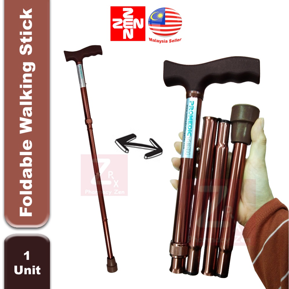 Walking Stick Foldable Adjust Height Cane Tongkat Lipat Bantu Jalan ...