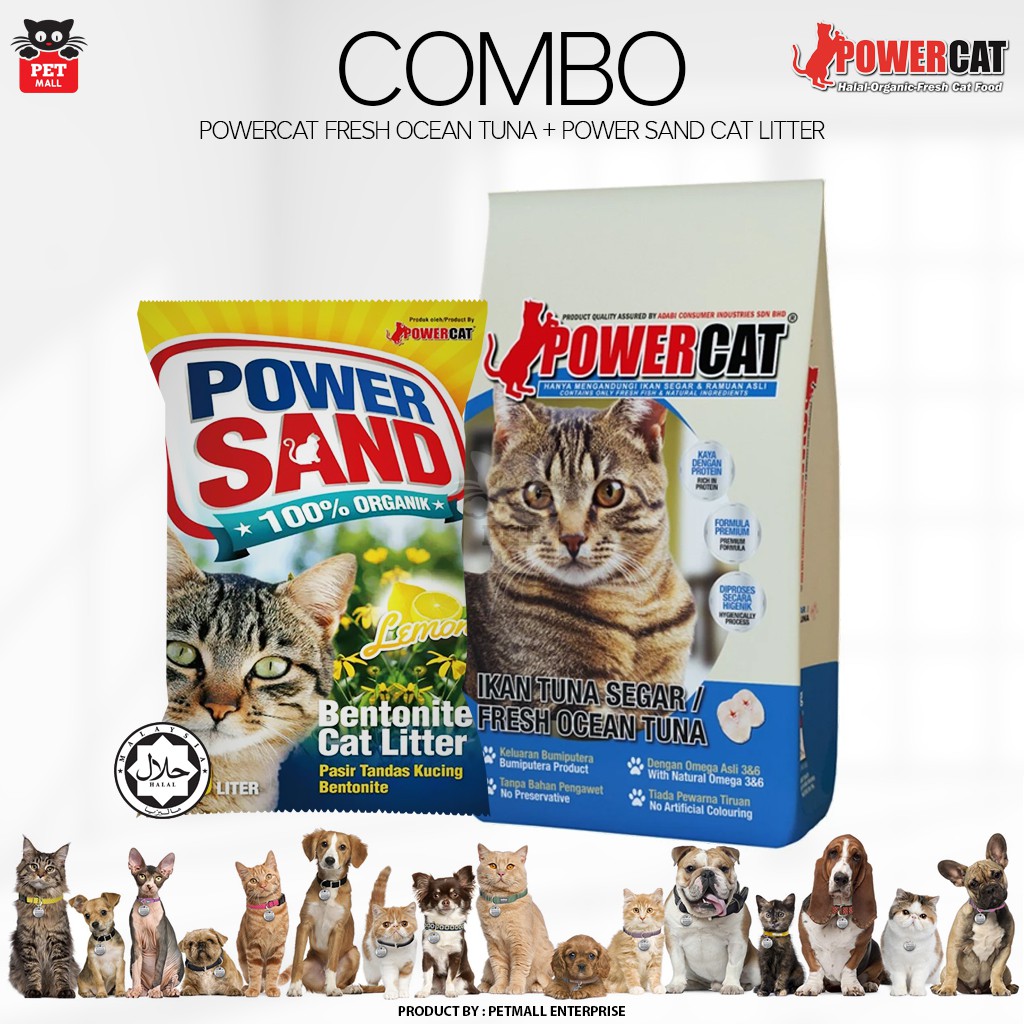 Power Cat Fresh Ocean Tuna Dry Cat Food 7KG + Power Sand Cat Litter 10L ...
