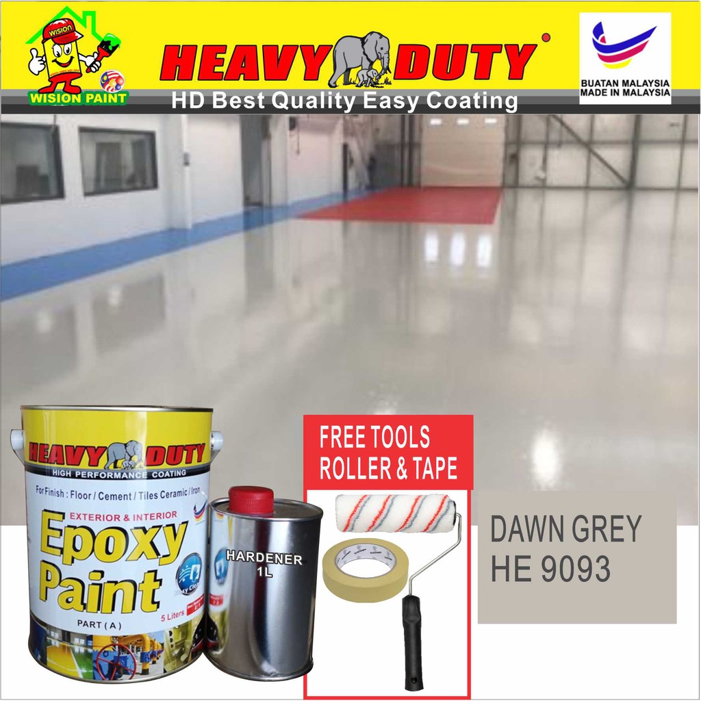 HE9093 DAWN GREY ( 5L ) HEAVY DUTY BRAND Coating ( FREE 7" ROLLER ...