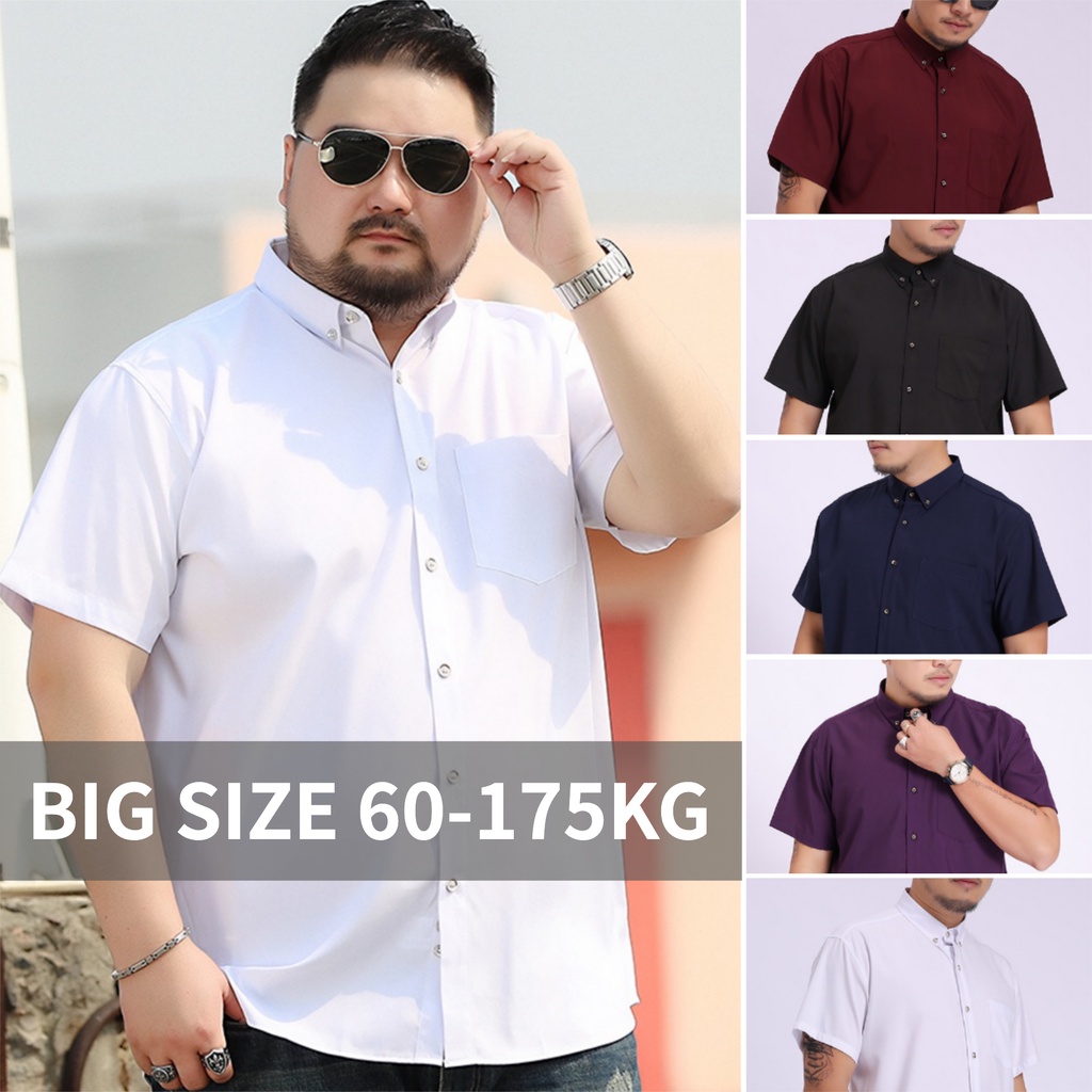 🔥Oversize🔥L-10XL Men Plus Size Larger Short Sleeve Summer Solid Color Shirts | Shopee Malaysia