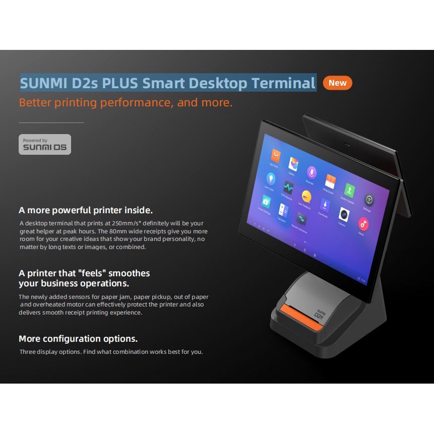 Sunmi D2s plus Android All in One Pos Terminal with Build in Printer 58mm / 80mm printer ...