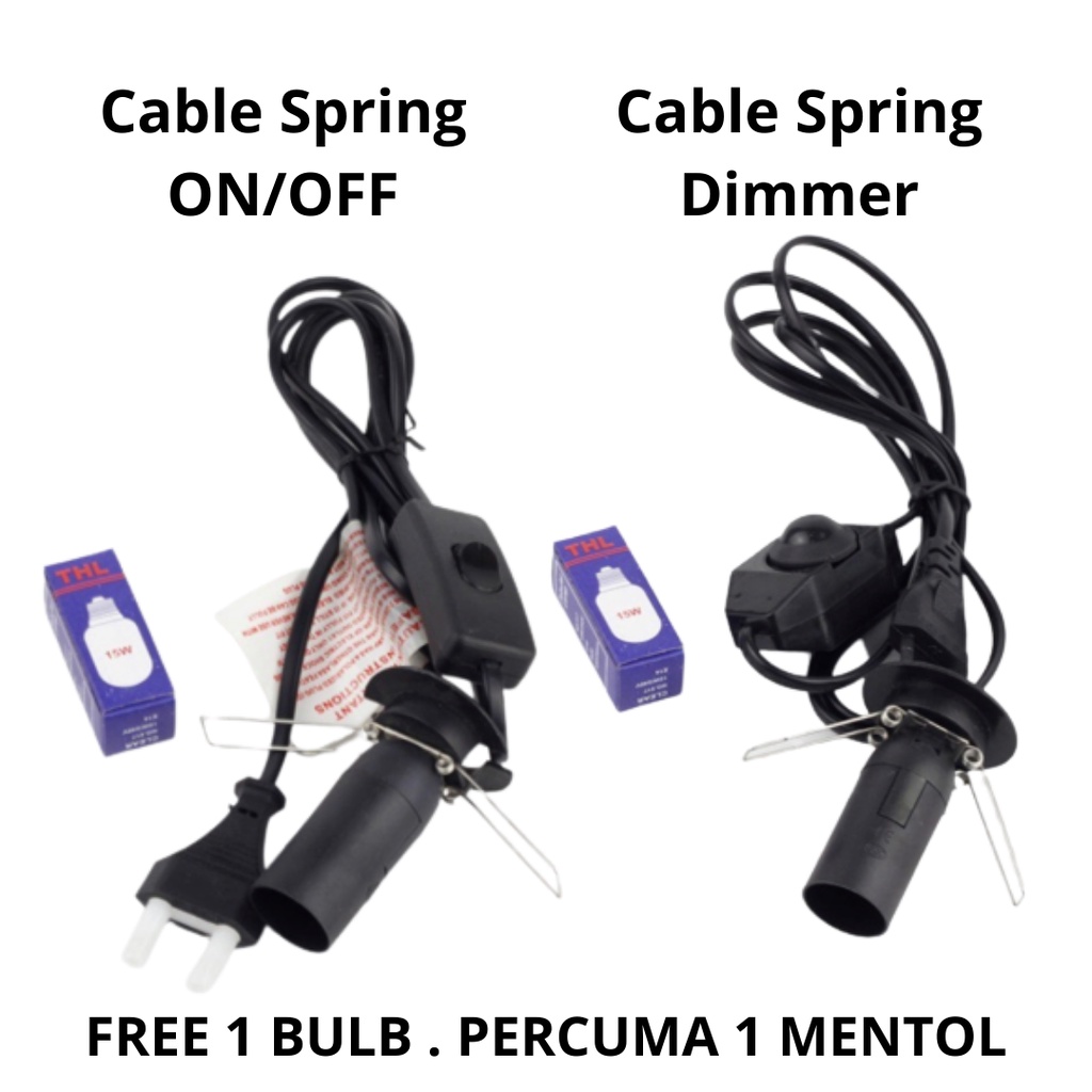 SERI AISHAH Cable spring cable with ON&OFF / DIMMER button DIY pengepit wayar pengepit lampu ...