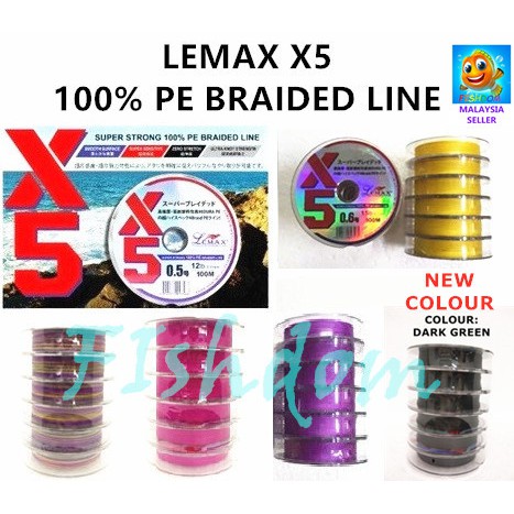 FISHDOM LEMAX X5 100M 100% PE BRAIDED LINE SUPER STRONG FISHING ...