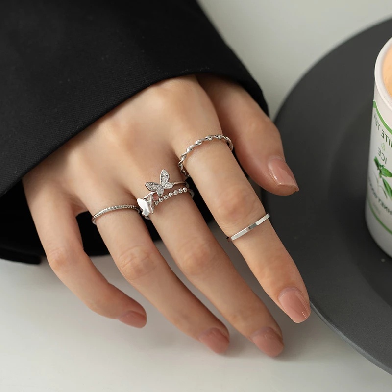 4Pcs/Set Butterfly Ins Personalized Index Finger Ring Net Red Cool Wind ...