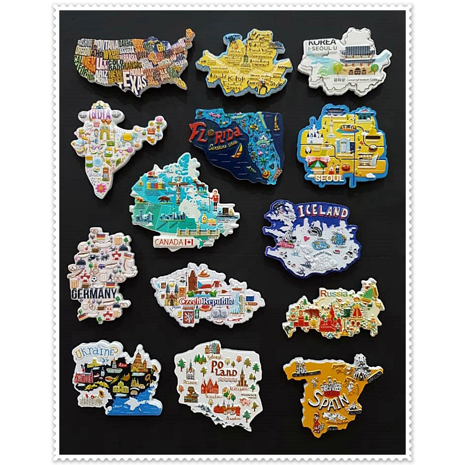 Printed FM Album 4 ~ Mix Countries Map Fridge Magnets | Germany - Resin ...