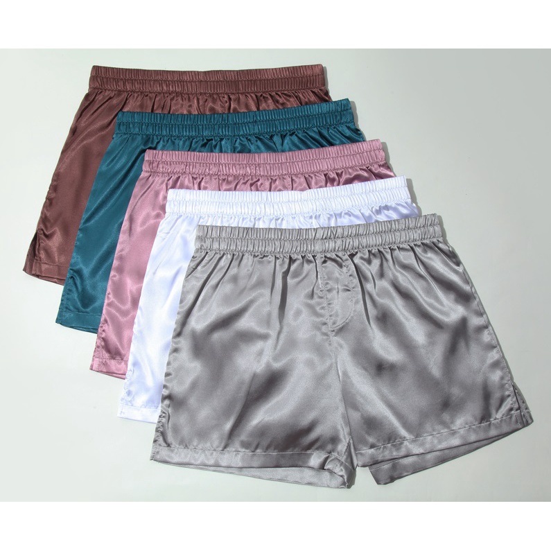 TTO-F2502 Men's Silk Boxer Sleep Shorts Side Split Boxer Satin Pajamas ...