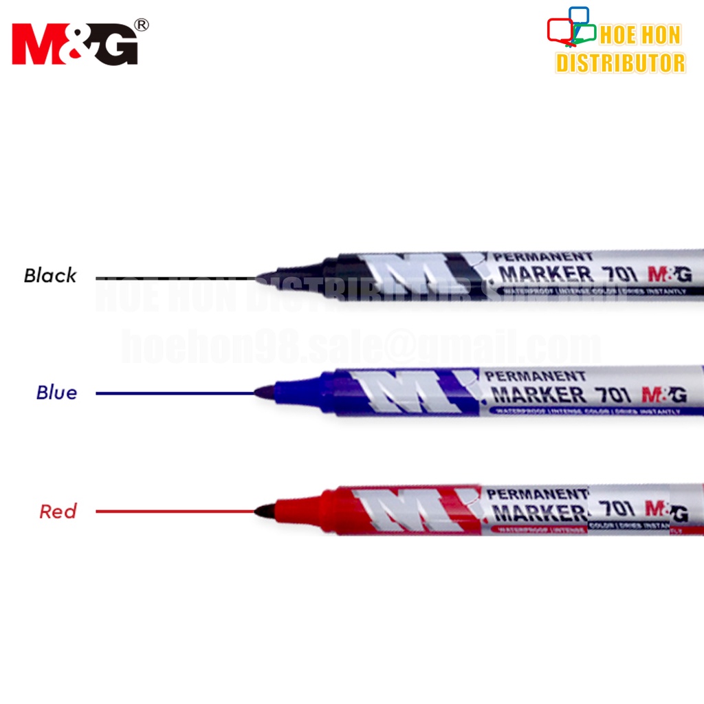 M&G Permanent Marker 701 Fine Tip Black Blue Red (Waterproof) 1pc ...