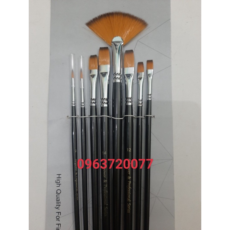 Synthetic brush set of 8 bristles (2 stroke brushes, 5 flat tip brushes ...