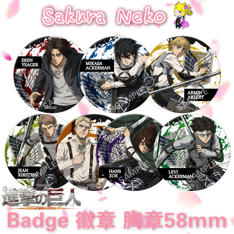 Ready Stocks Attack on Titan Shingeki no Kyojin 进击的巨人 Anime Button ...