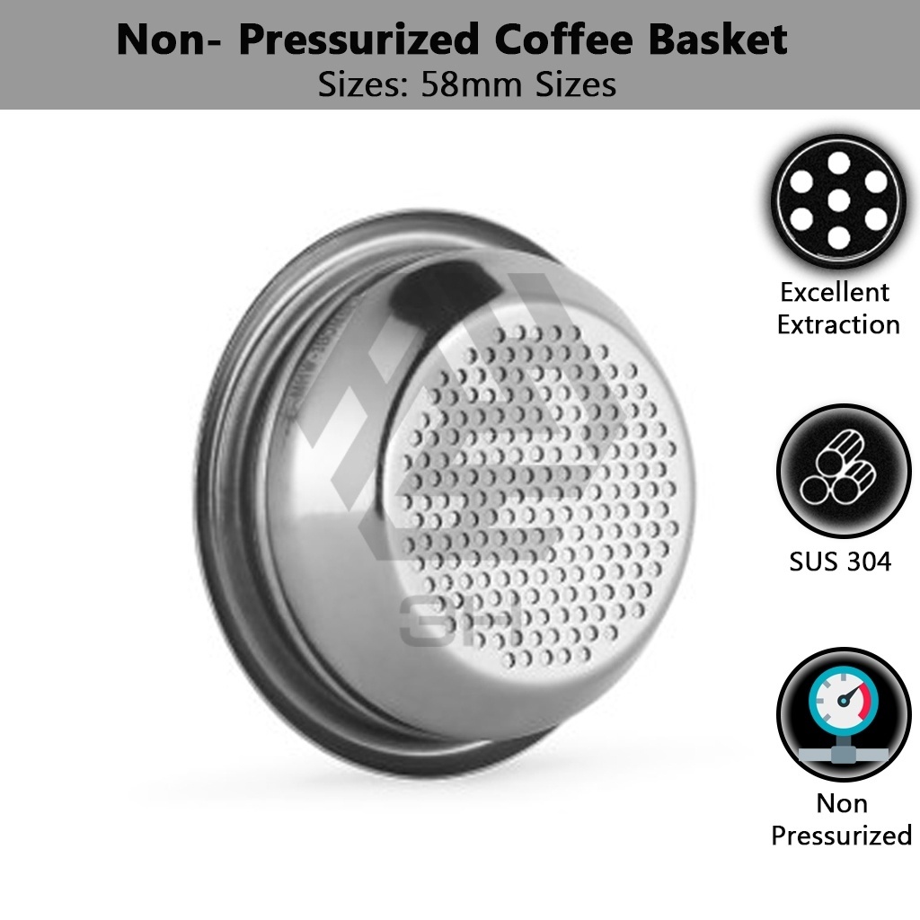 3H 58mm Non Pressurized Coffee Basket Basket For Coffee Espresso ...