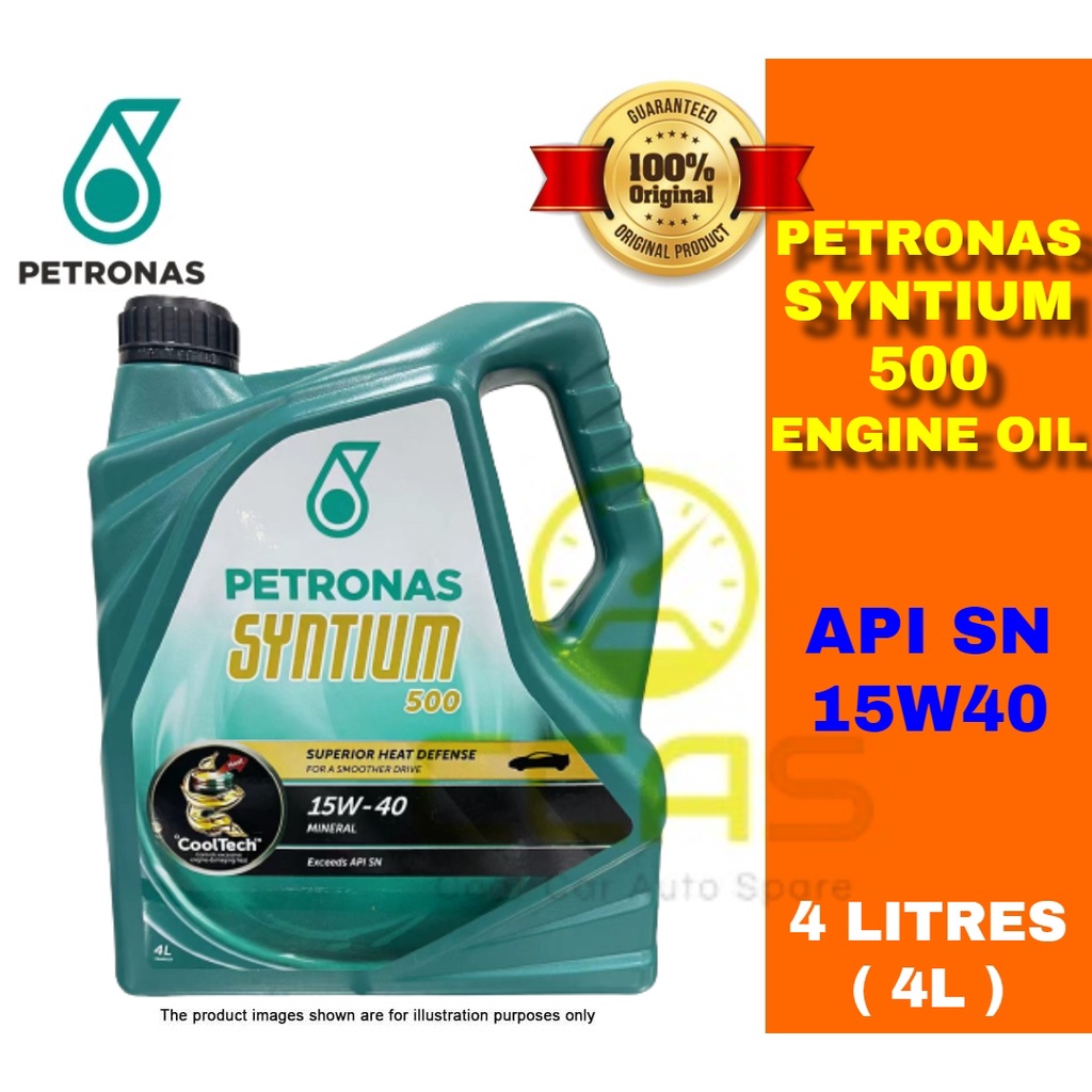 100% Original Petronas Syntium 500 15W-40 15W40 API SN Engine Oil 4L - Minyak Hitam | Shopee ...