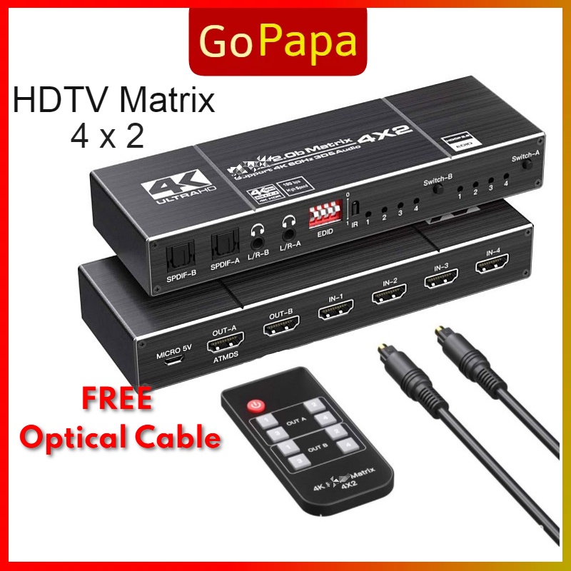HDTV 2.0 Matrix Splitter Switcher 4K 60Hz 4 In 2 Out Switch 4x2 3D With ...