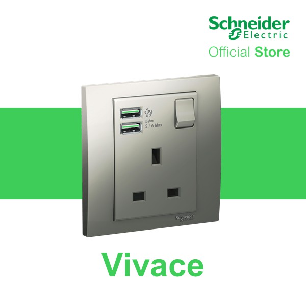 Vivace Switched Socket with 2.1A USB 13A 1G | Shopee Malaysia