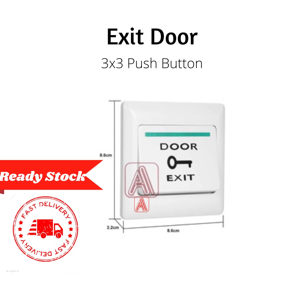 3” x 3” Push Door Exit Push Button Door - NO/COM Button Exit Switch ...