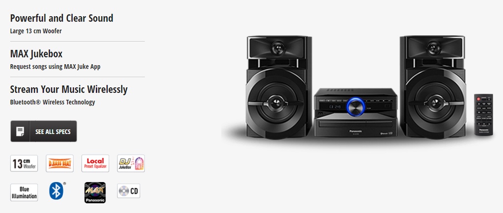 Panasonic SC-UX100 Mini Hi-Fi System High Quality Speaker Home Theater ...