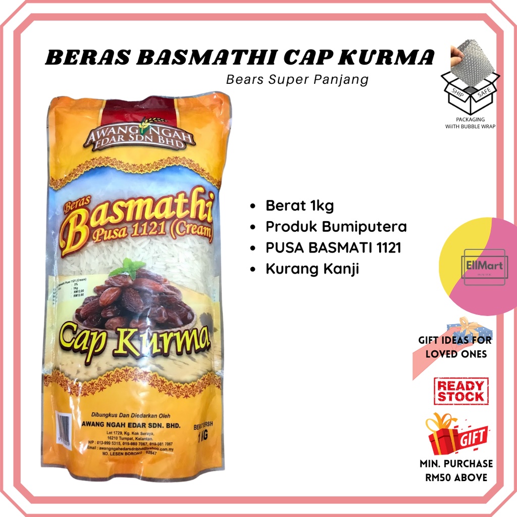 Beras Basmathi Cap Kurma Super Panjang 1Kg Beras Seraya | Shopee Malaysia