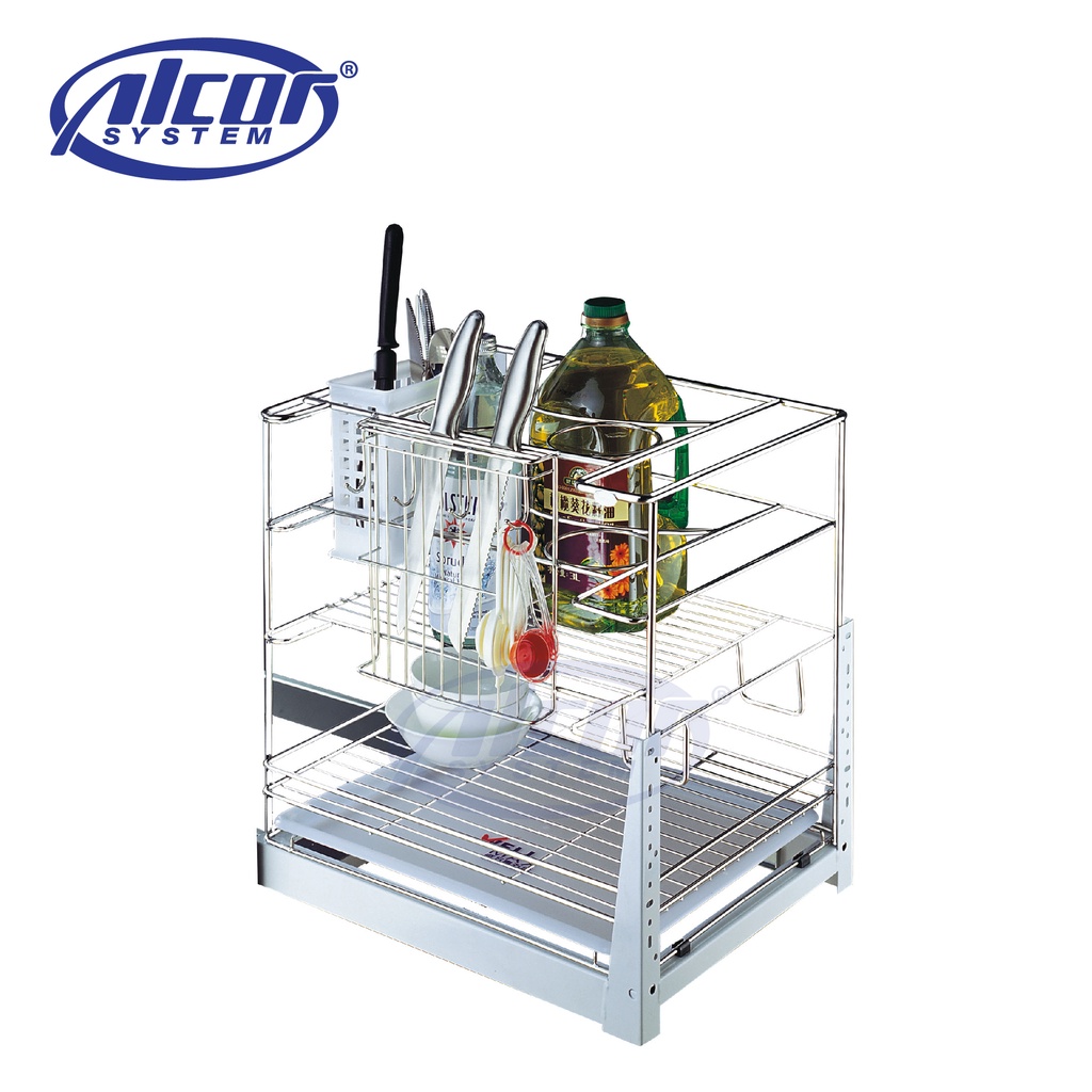 Alcor System 3 Tier Multi Purpose Pull Out Unit / Kitchen Organizer ...