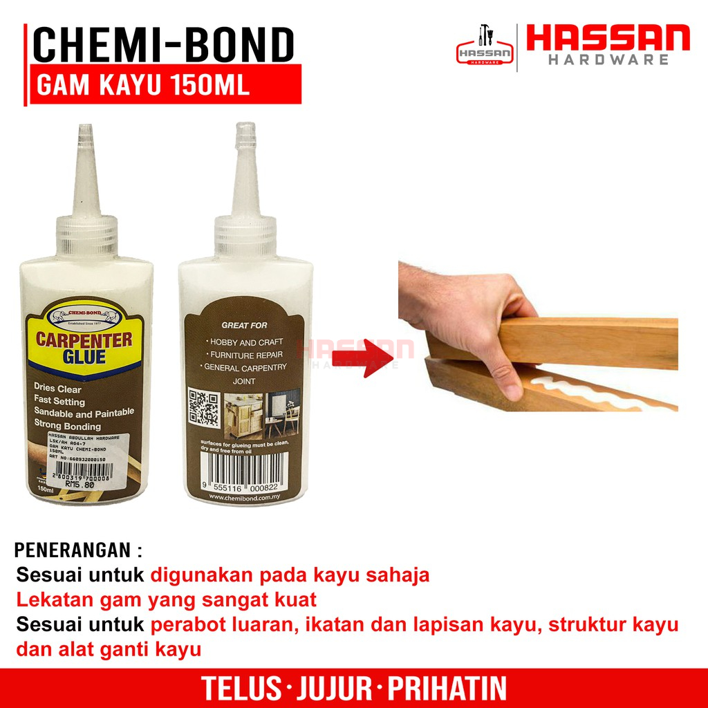 Gam Kayu Latex // Wood Adhesive White Glue // CHEMI-BOND 150 ML ...