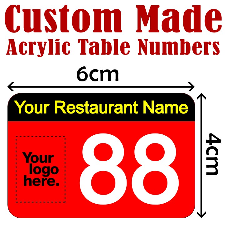 Custom Made Acrylic Table Number Restaurant Customize Layout Color Name ...