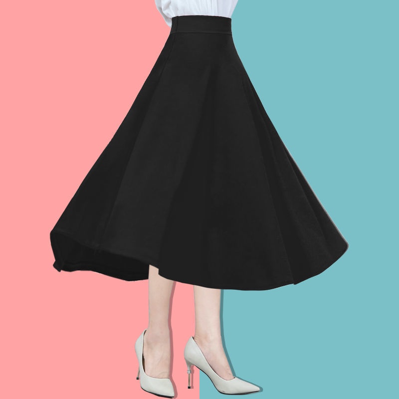 Simple A-line skirt women's midi skirt pencil skirt long black skirt ...