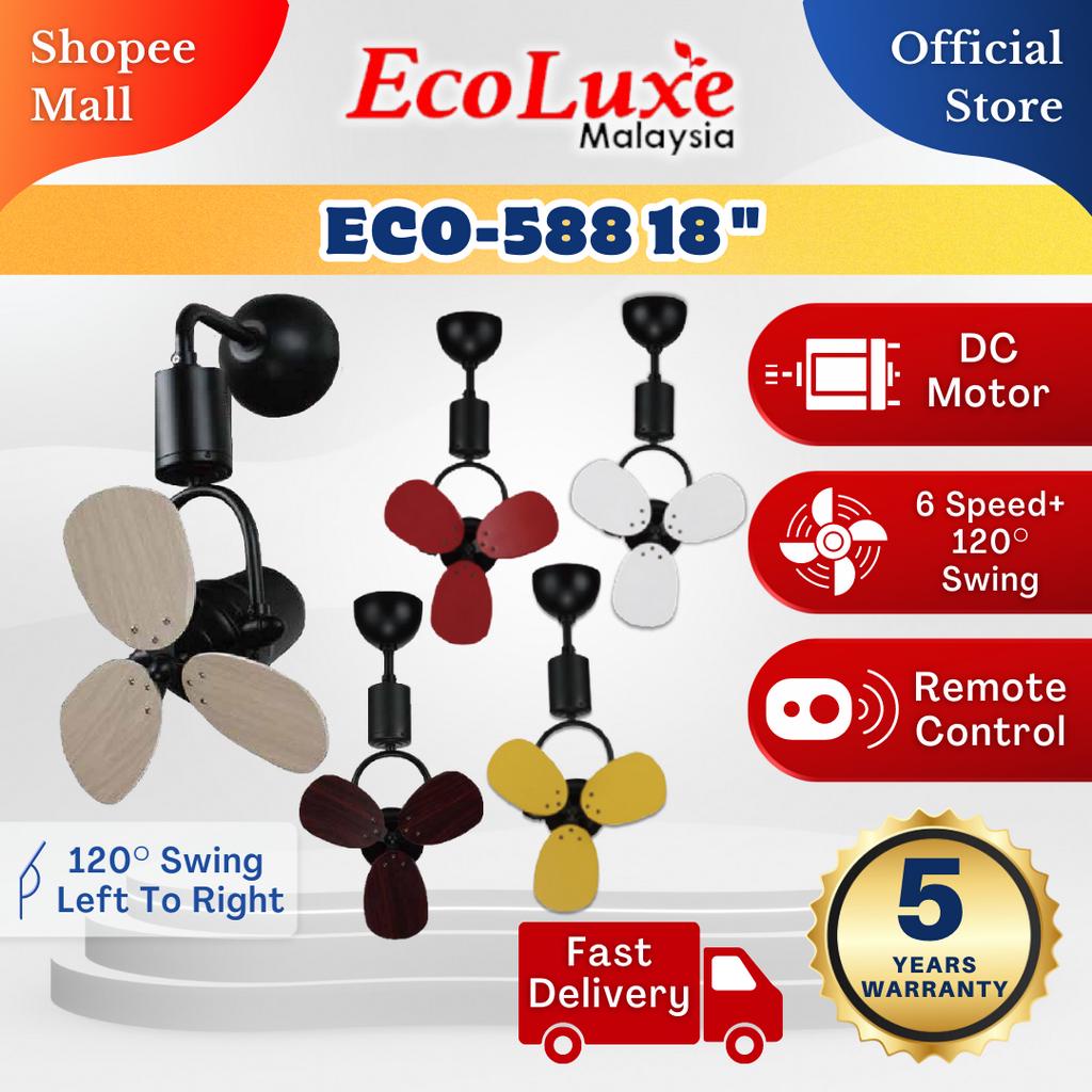 Ecoluxe Mini DC Motor Fan with 6 Speeds Remote Control (18") ECO-588 ...
