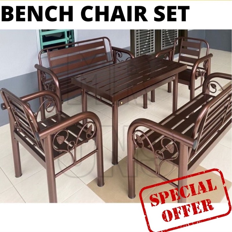 Outdoor Furniture Bench Set /Long Garden Full Set/Metal Steel Bench ...