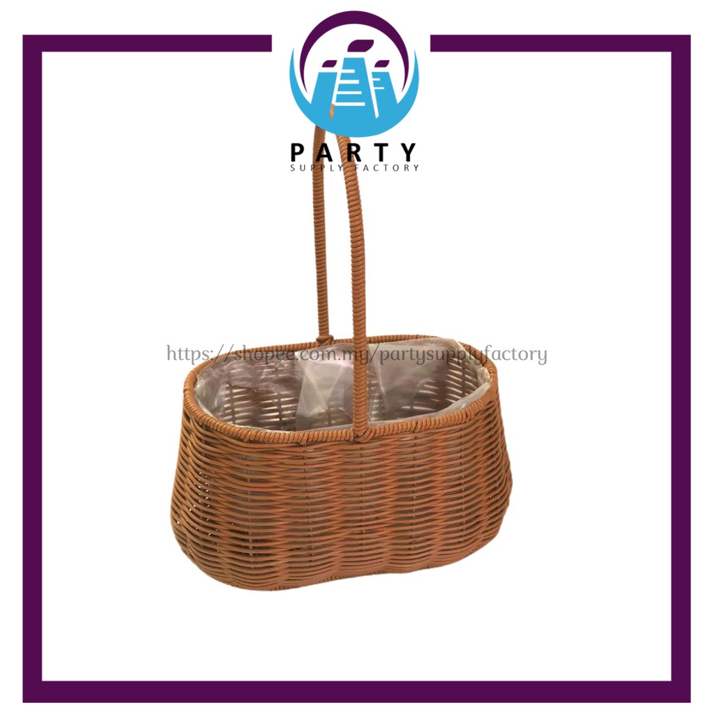NATURAL RATTAN FLOWER BASKET WOODEN AESTHETIC PICNIC BASKET FLOWER DECO ...