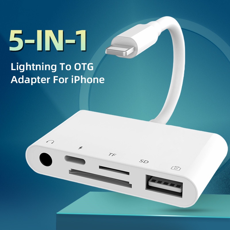 IOS Phone To USB SD TF Card 3.5 Jack reader OTG Camera Adapter For ios ...
