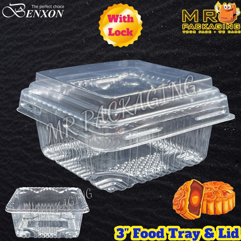 3" Plastic Tray & Lid [ 50pcs± ] Mooncake 888 Bakery Clear OPS PET Food ...