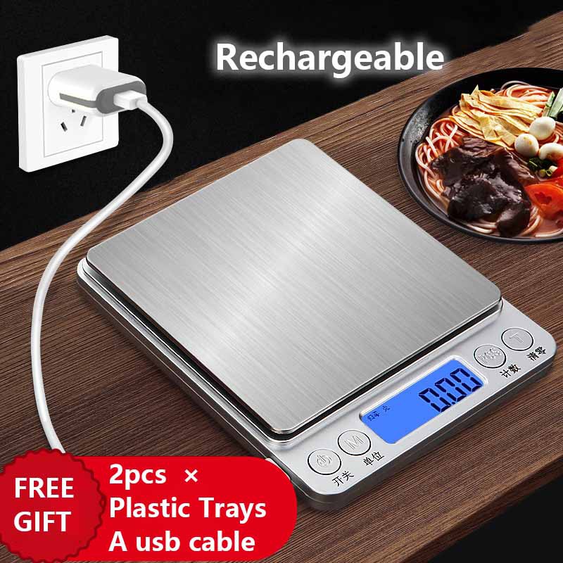 Rechargeable English version High precise 0.1g/3kg USB Rechargeable LCD ...