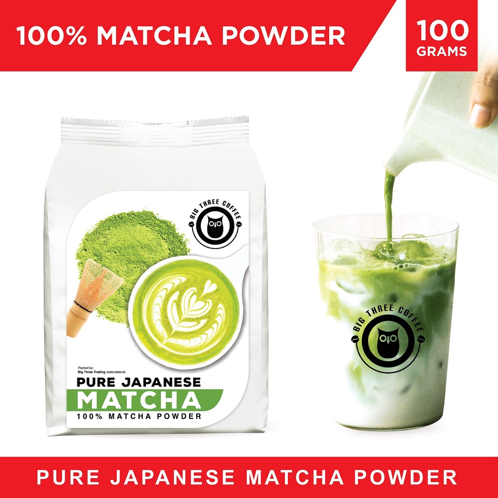 Pure Japanese Matcha Powder (Brand of Big Three Coffee) 100g | Shopee ...