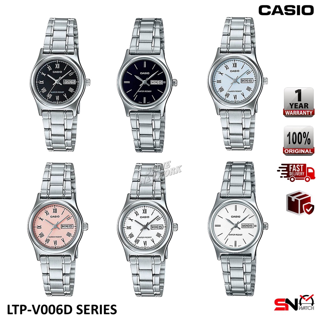Casio LTP-V006D Day Date Display Quartz Analog Stainless Steel Band ...