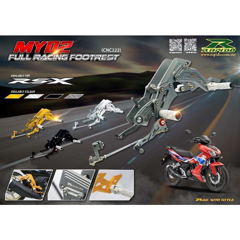 HONDA RS-X150 RSX150 RACING FOOTREST FULL SET -4 COLOUR RAPIDO | Shopee ...