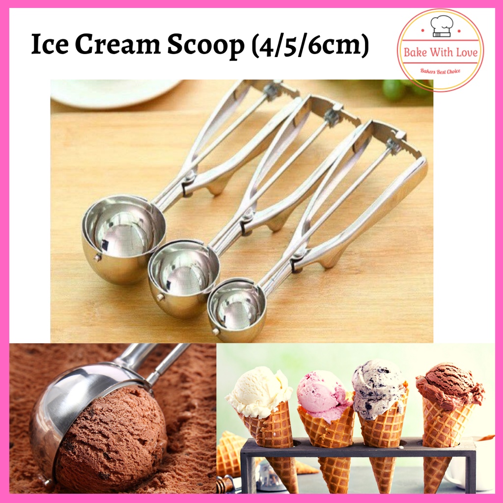 Ice Cream Scoop Stainless Steel Spring Handle Masher Scoop / Cookies ...