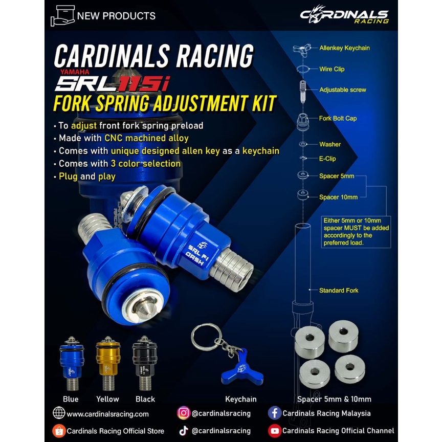 CARDINALS RACING RS150 RSX 150 LC135 Y15 Y16 SRL115 FI DASH FORK SPRING ...