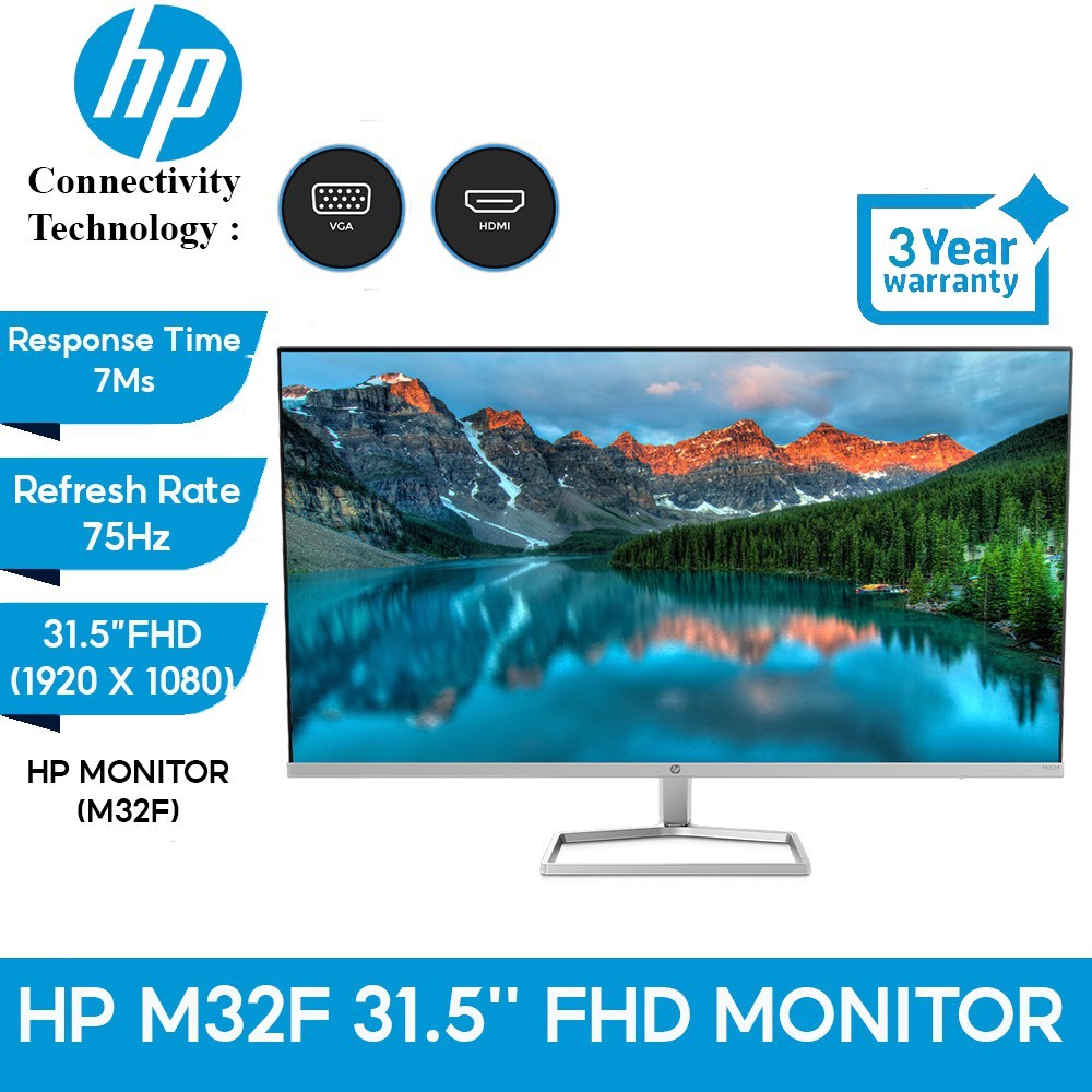 HP M32F 31.5" FHD(1920X1080@75HZ)LED-VGA/HDMI*SILV THREE YEARS HARDWARE ...