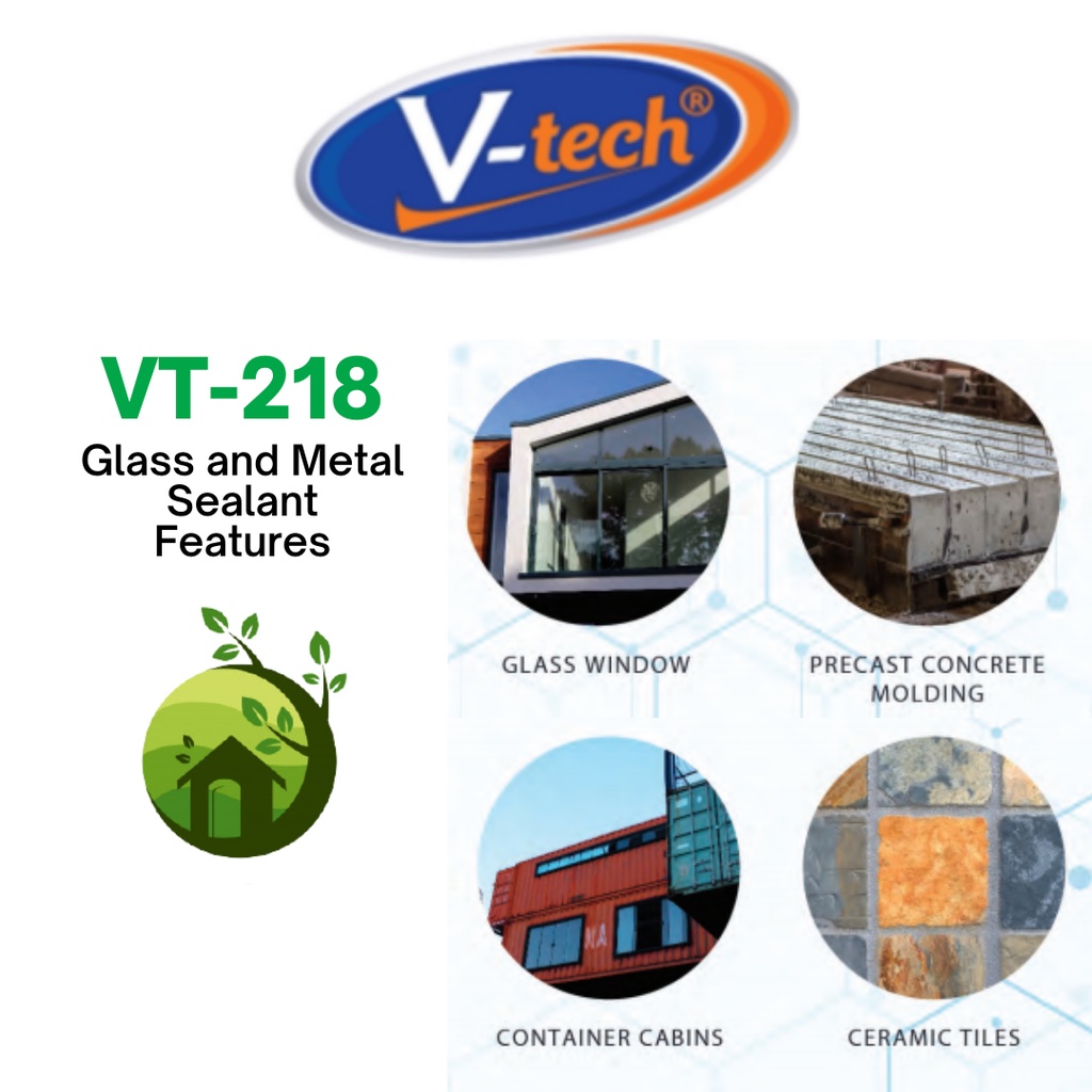 VT-218 Neutral Translucent Glass & Metal Silicone Sealant V-tech 300ml 硅酮密封胶 Vtech vt218 ...
