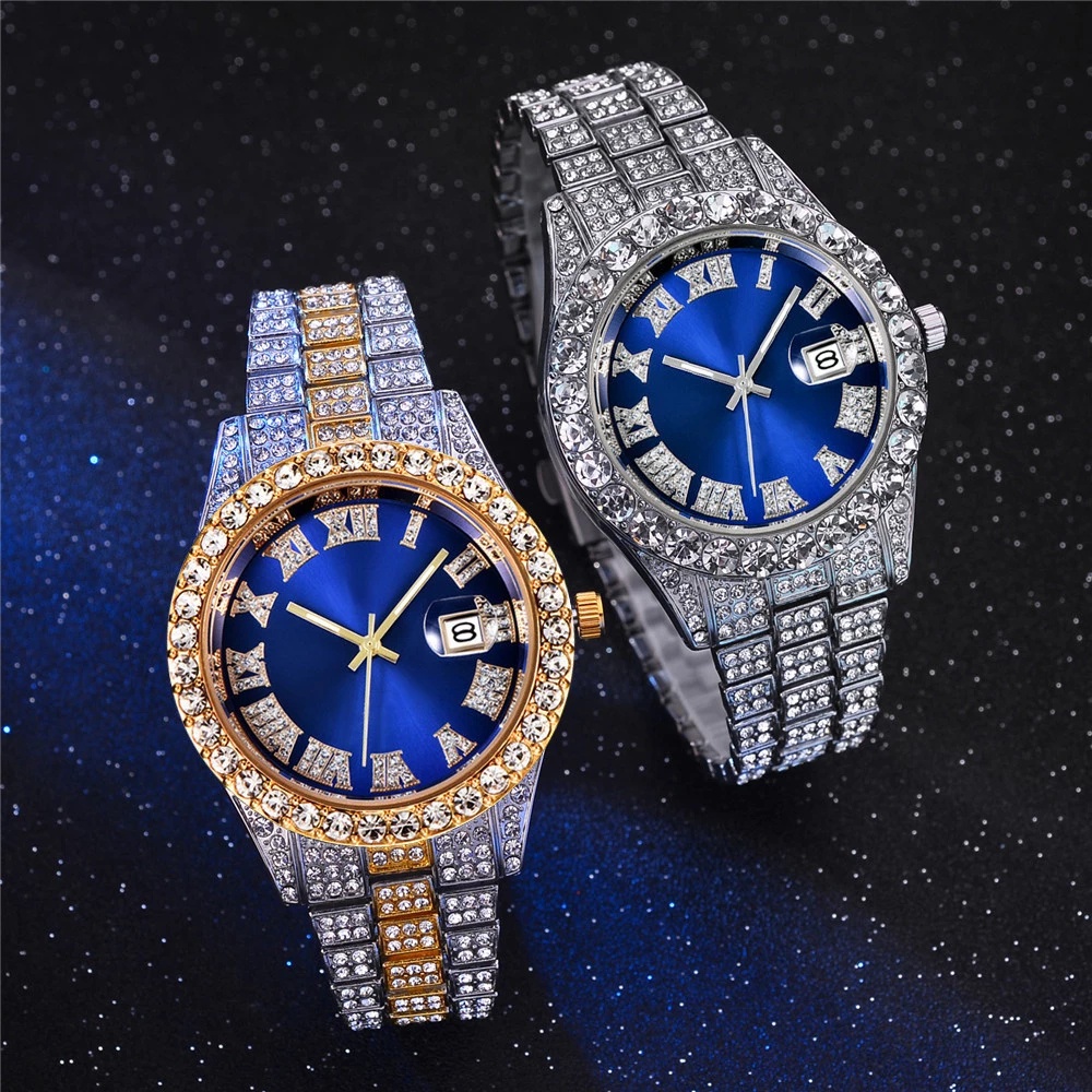 Bling Bling Watch for Men Luxury Rhinestone Full Iced Out Watch Clock ...
