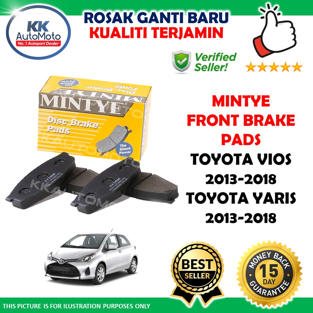 Toyota Vios 2013 - 2018 / Yaris 2013 - 2018 - Mintye Front Brake Pad ...