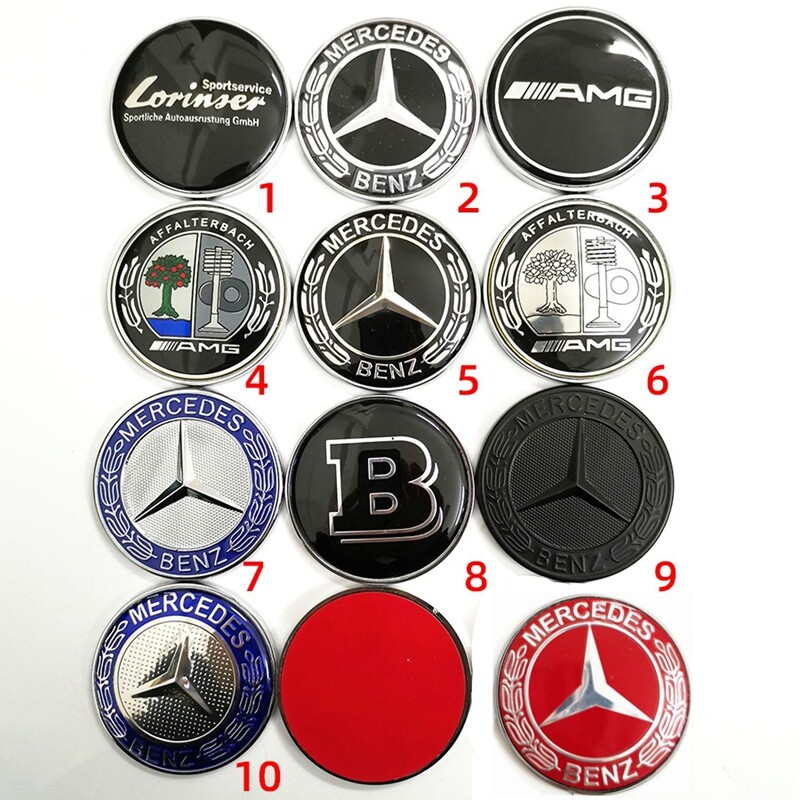 57mm Car hood bonnet logo sticker Rear trunk emblem for Mercedes Benz ...