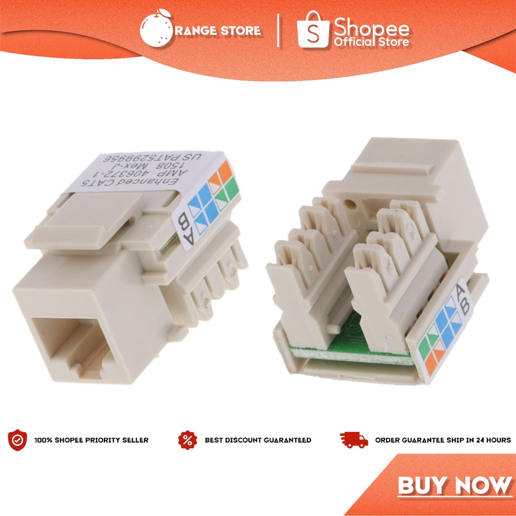 TE Connectivity Punch Down Keystone Jack RJ45 CAT5 CAT5E Network ...