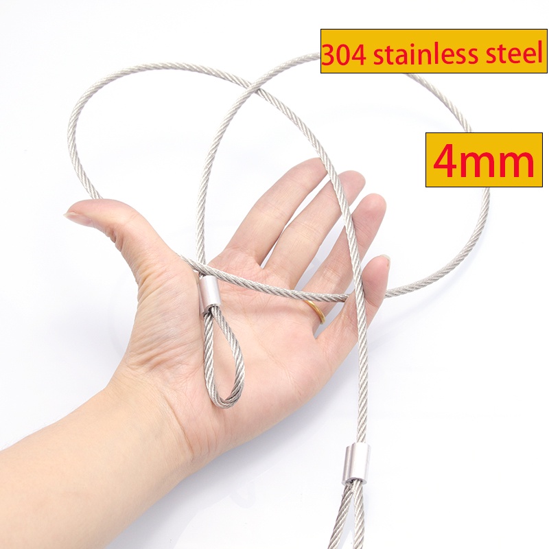 4mm5mm6mm8mm safety cable with loop 304 stainless steel wire rope ...