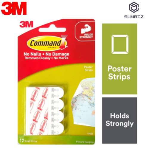 3M Command Poster Strips (12 pcs/pck) Wall Adhesive | Shopee Malaysia