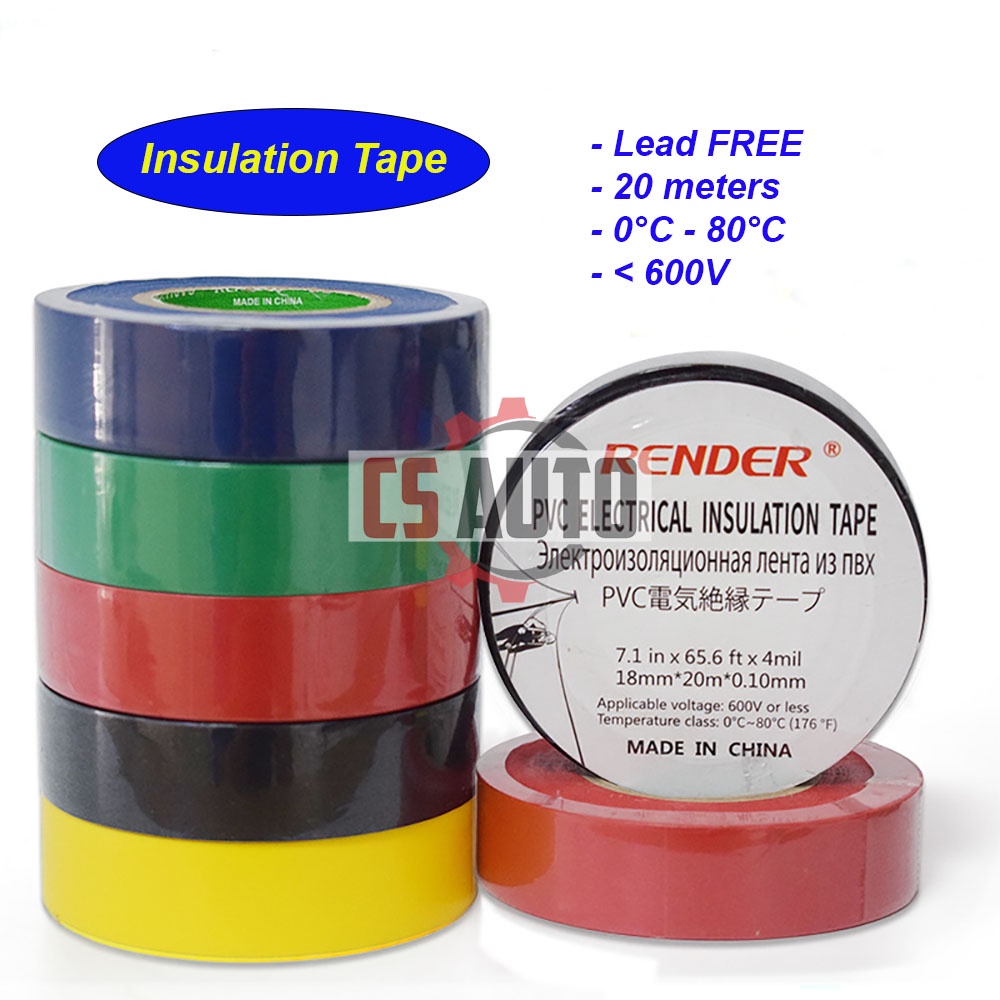 1pc x Electrical Insulation Tape Black Tape 20 meters Pembalut Wayar ...